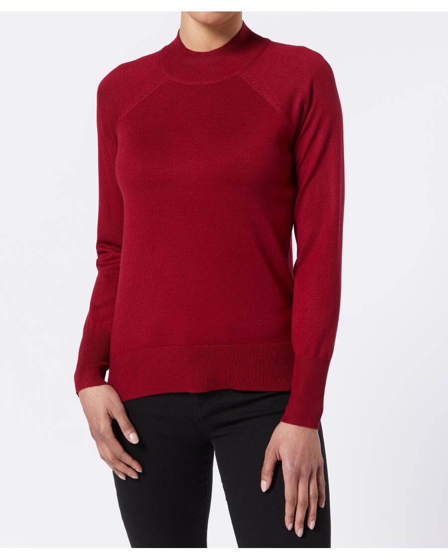Strickpullover mit Stehkragen, Janina, dunkelrot | Günstig bei KiK