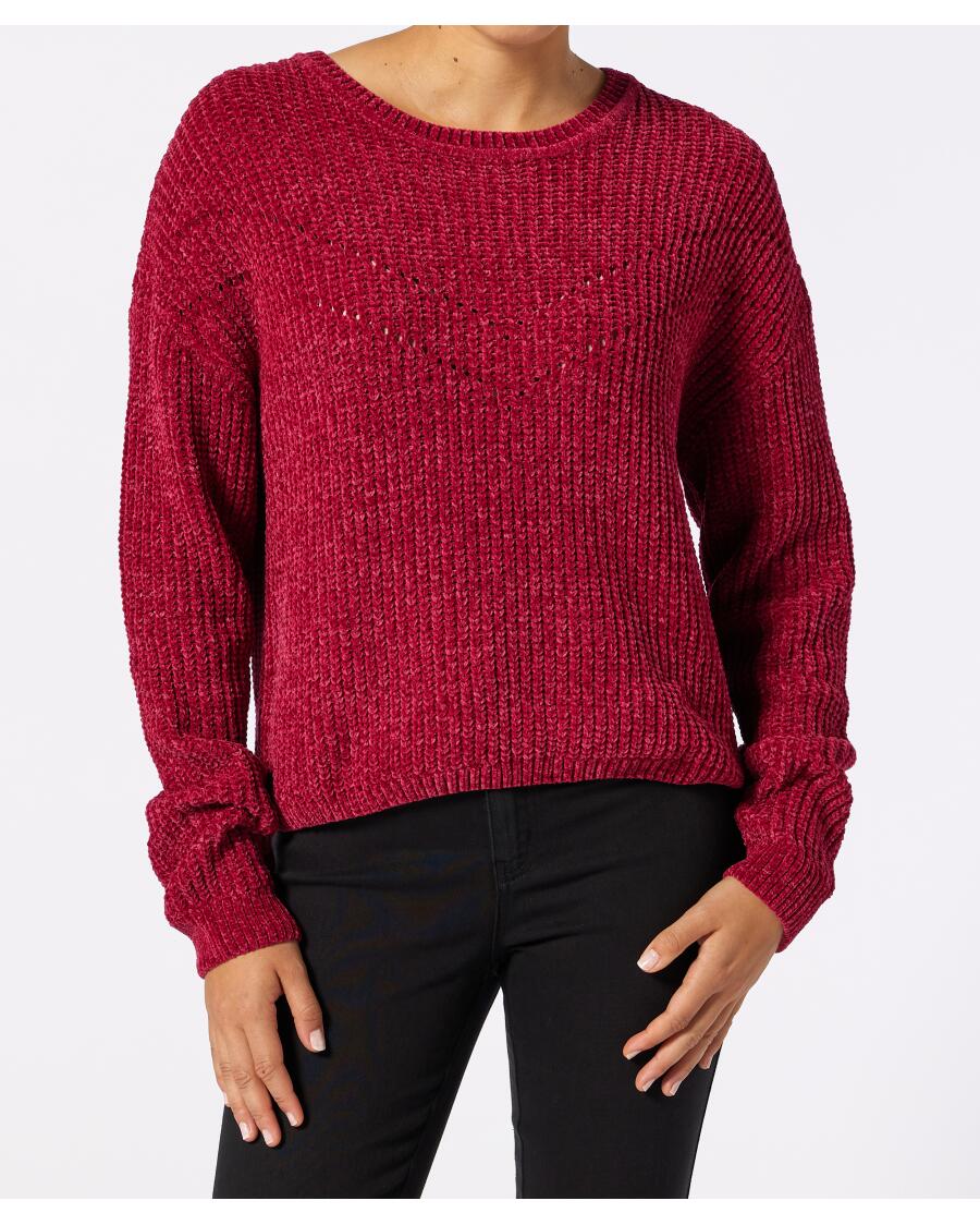 Strickpullover aus Chenille, Janina, dunkelrot | Günstig bei KiK
