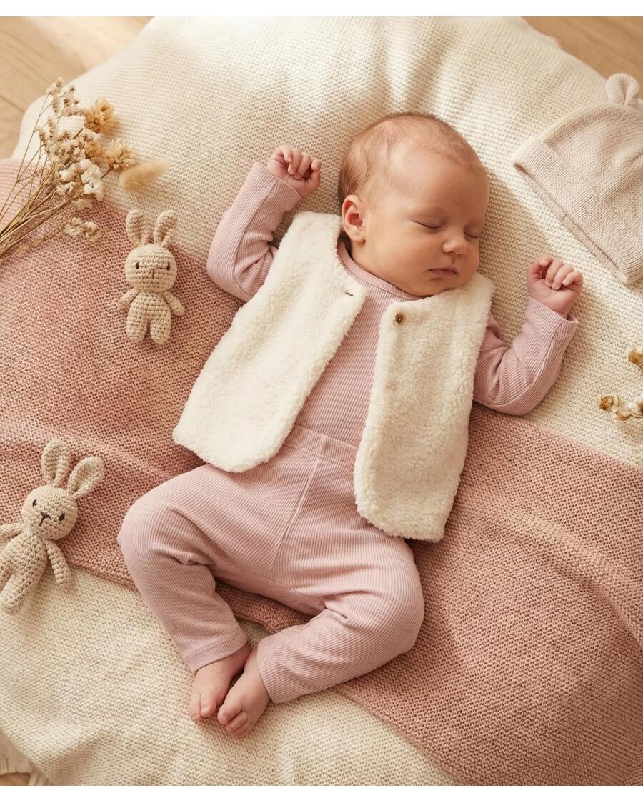 Newborn Body + Weste + Leggings, Teddykopf Baby, hellrosa | Günstig bei KiK
